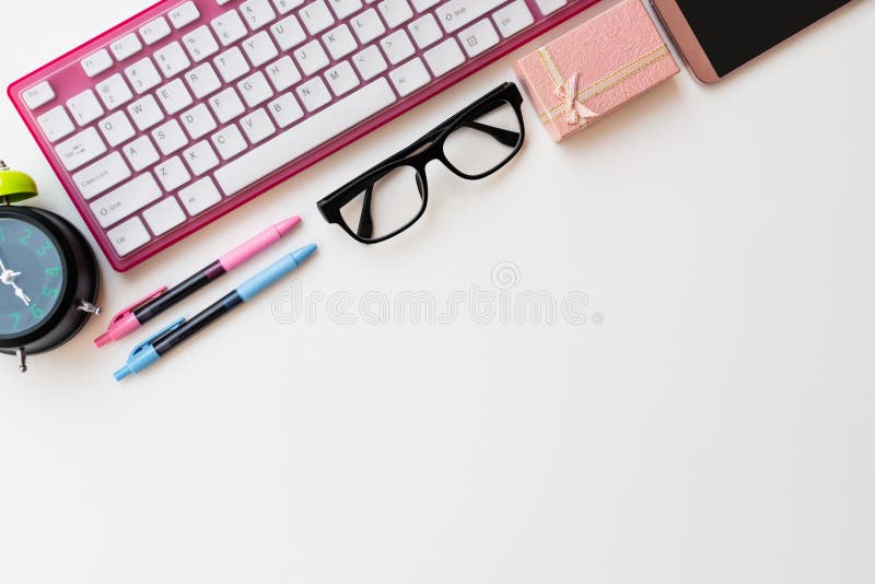 Office Materials Isolated on White Paper Background Stock Photo - Image ...