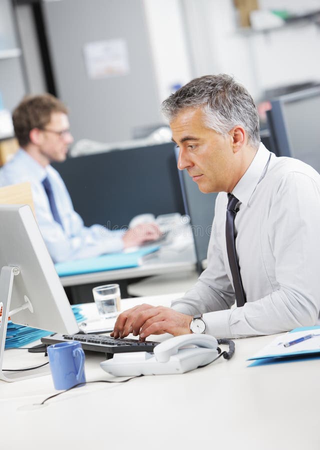Businessman Working on Computer Stock Photo - Image of pair, color ...