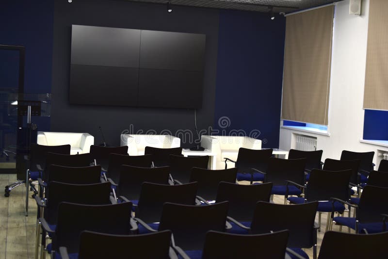 Office Meeting Room with Display with Chairs Stock Photo - Image of ...