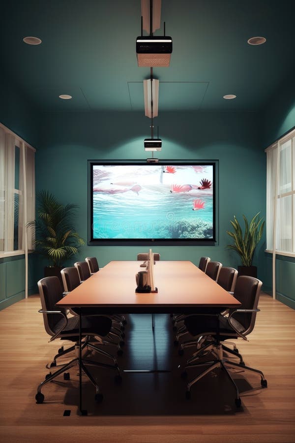 Office Meeting Room with Presentation Screen and Chairs Stock Photo ...