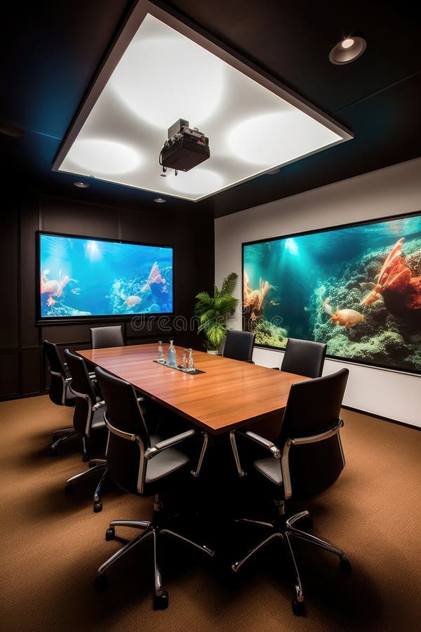 Office Meeting Room with Presentation Screen and Chairs Stock ...