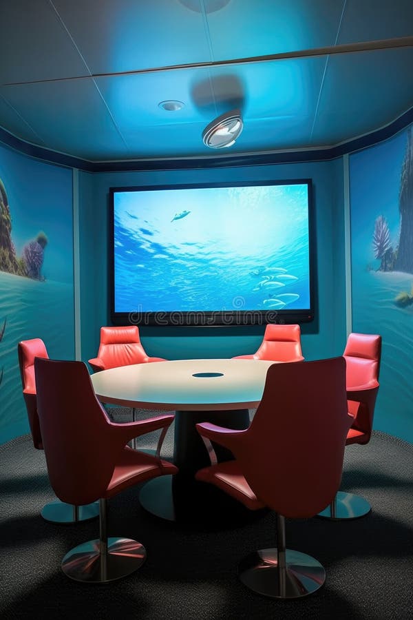 Office Meeting Room with Presentation Screen and Chairs Stock ...