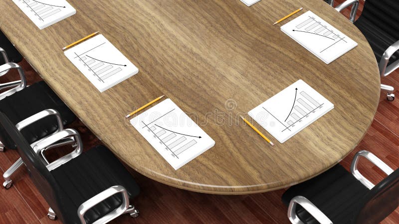 Office Meeting Room Round Desk Stock Illustration - Illustration of ...