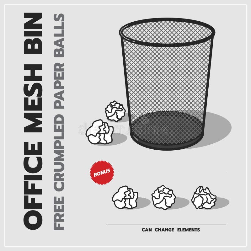 Office Mesh Rubbish Bin Front View, Vector Design, Isolated Background ...