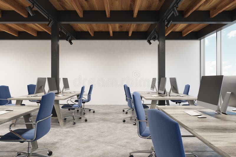 Office with Metal Pillars, Front Stock Illustration - Illustration of ...