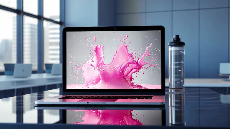 A Laptop with Splashes Mockup, a Dynamic Representation of a Computer ...