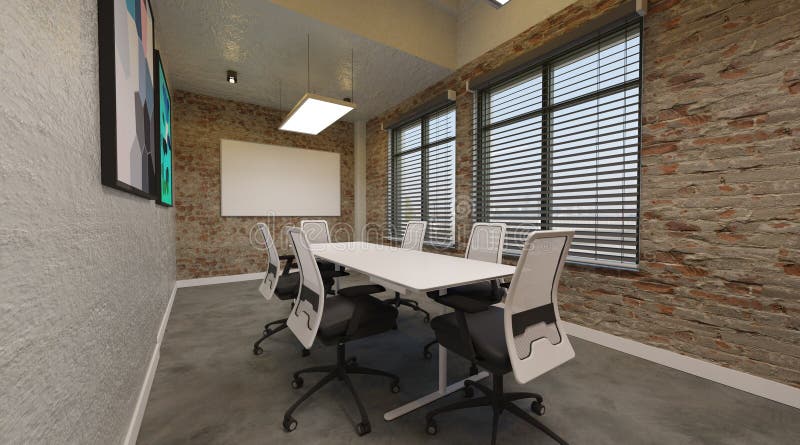 Office Modern European Interior Concept 3d Illustration Stock ...