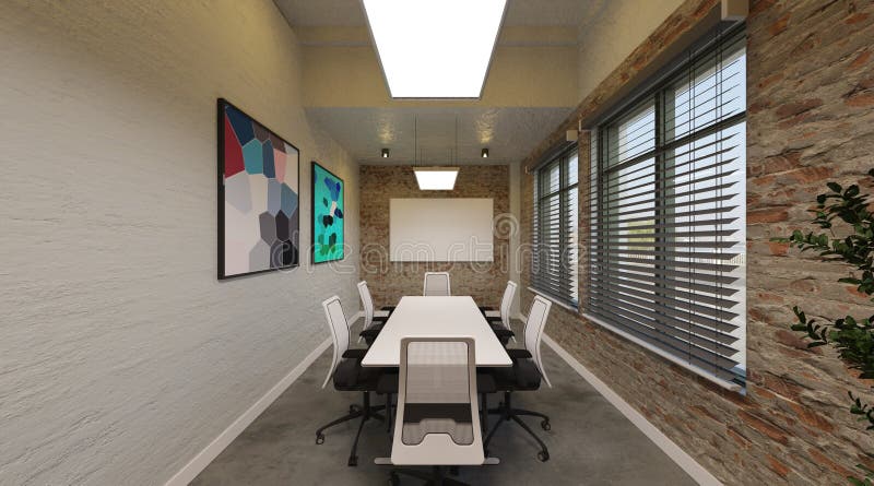 Office Modern European Interior Concept 3d Illustration Stock ...