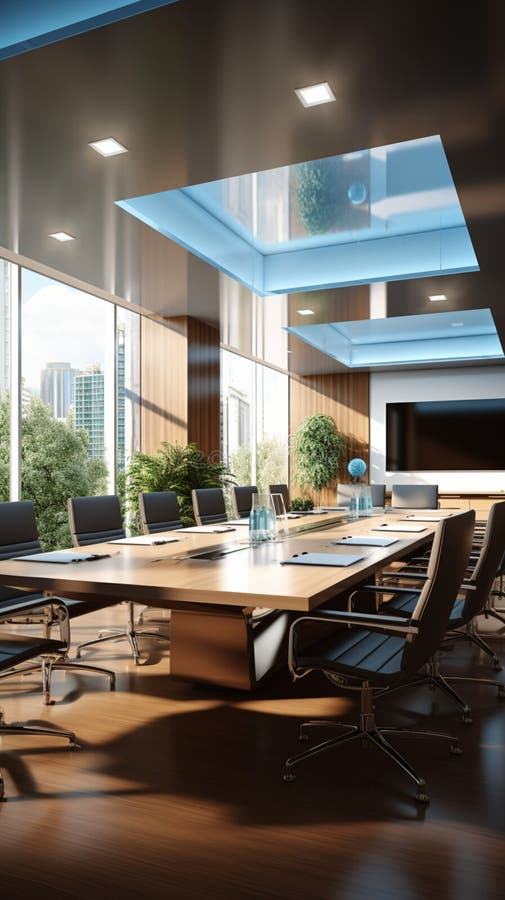 Office Modern Interior Concept, Featuring a 3D Rendered Corporate ...