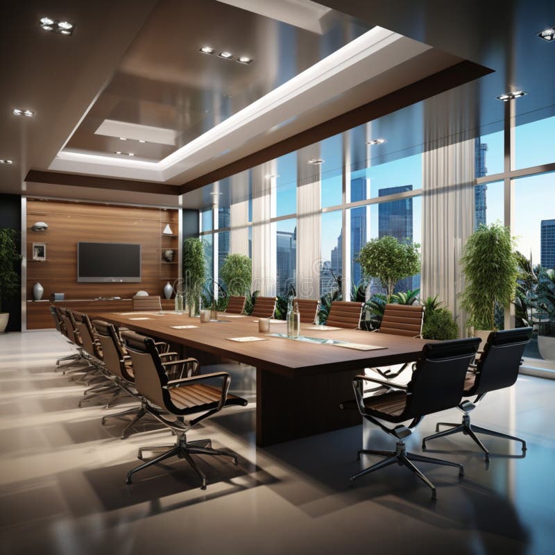 Office Modern Interior Concept, Featuring a 3D Rendered Corporate ...