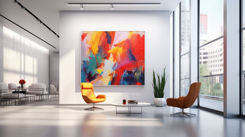 Office Modern Interior Walls Blank Stock Illustration - Illustration of ...