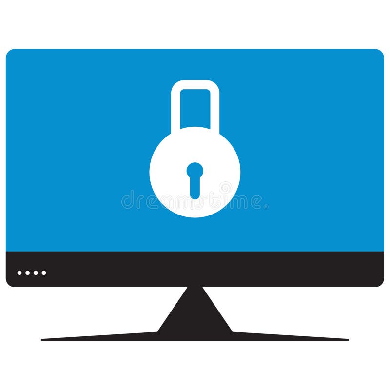 Office Monitor with a Lock on the Screen Stock Illustration ...