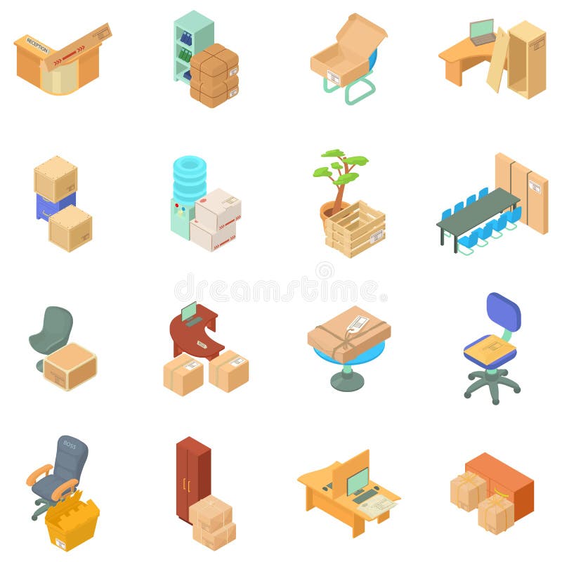 Worksite Icons Set, Isometric Style Stock Vector - Illustration of ...