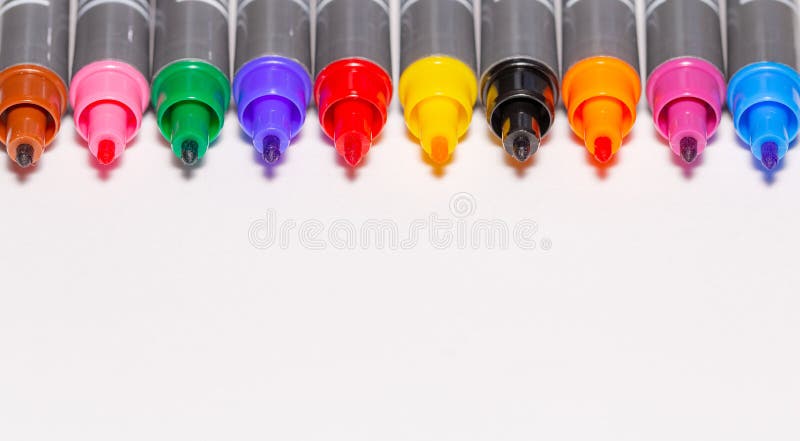 Multicolored Markers on White Background 1 Stock Photo - Image of ...