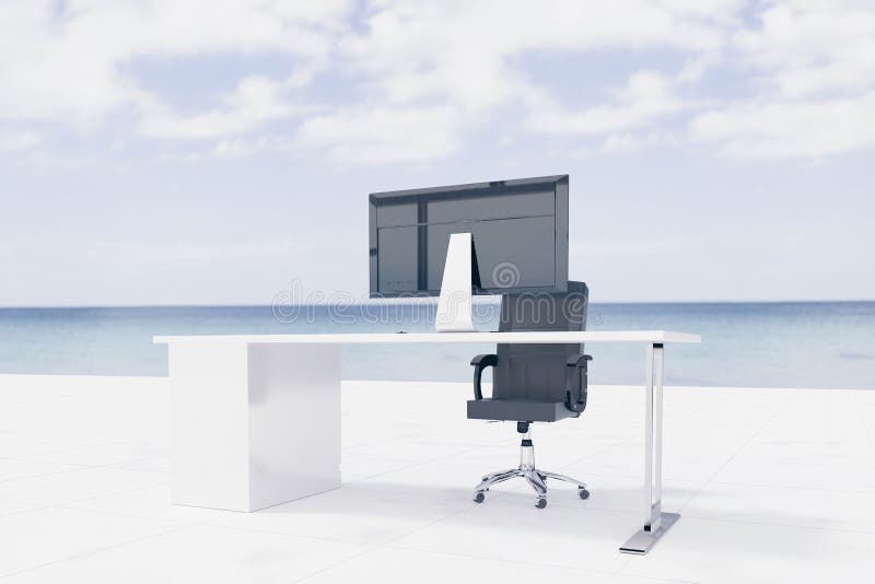 Office in nature stock illustration. Illustration of ocean - 77733524