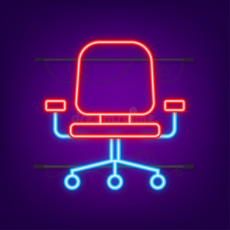 Office Neon Signs Set. Glowing Stationery Icons Stock Vector ...