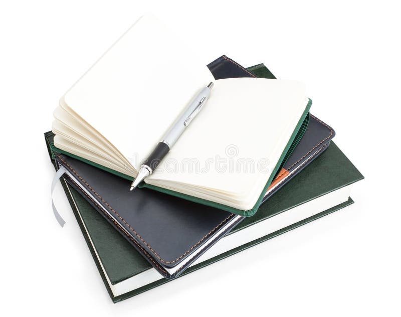 Office Notepad and Pen on Top of the Book. Stock Photo - Image of ...