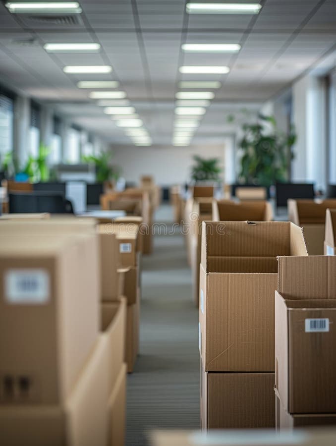 Office Numerous Cardboard Boxes Empty Workspace Stock Photos - Free ...