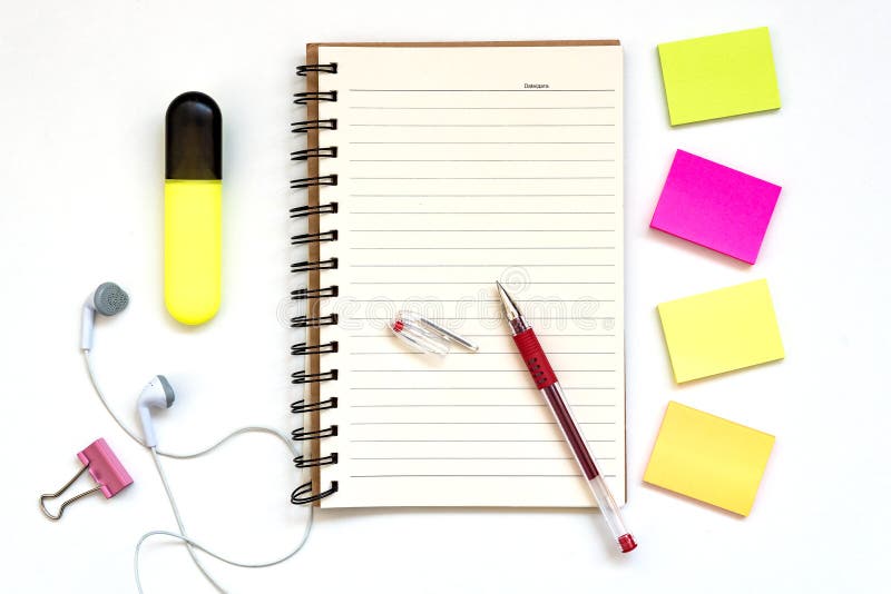 Office Object Tools. Note Paper, Open Notepad, Blank Multi-colored ...