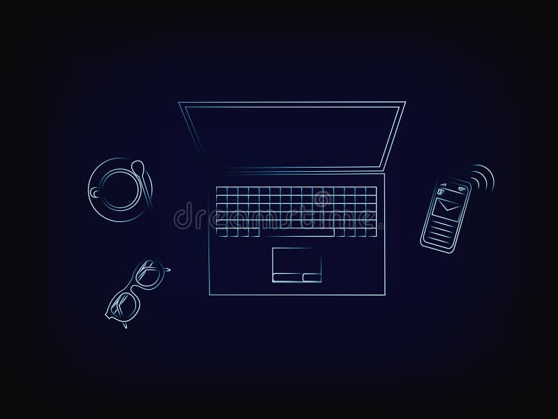 Office Objects on a Desk from Above, Vector Stock Vector - Illustration ...