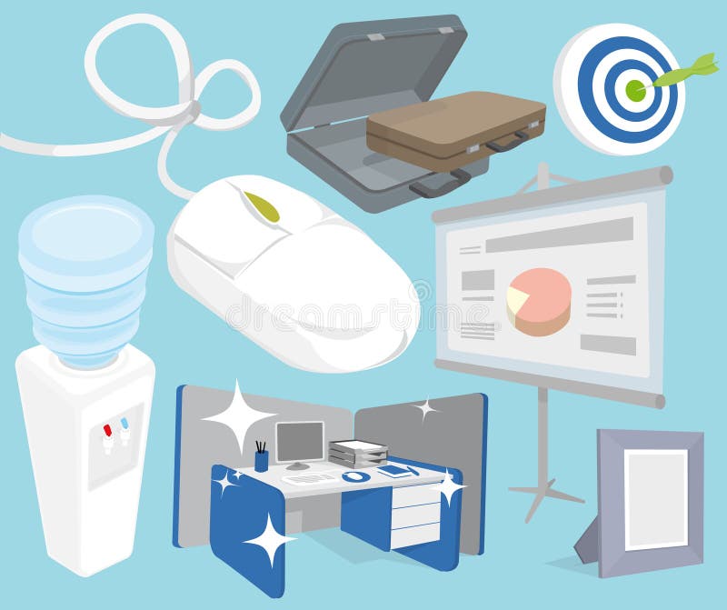 Office objects set stock illustration. Illustration of agreement - 30868975