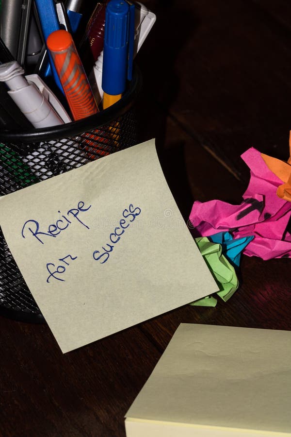Office Objects and Sticky Note or Post it with Text Recipe for Success ...