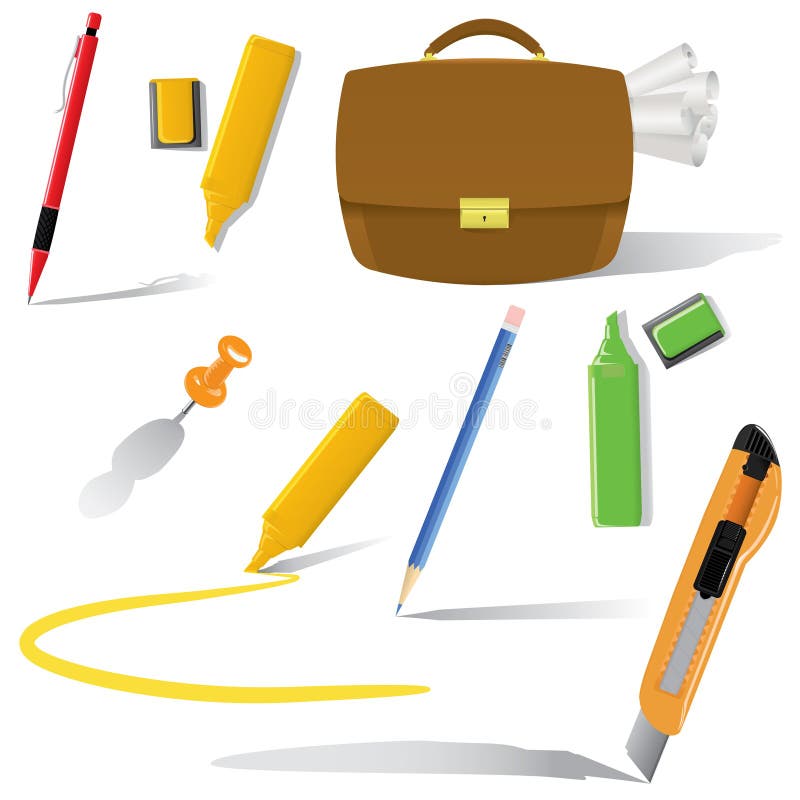 Office objects in use set stock vector. Illustration of blade - 9311966