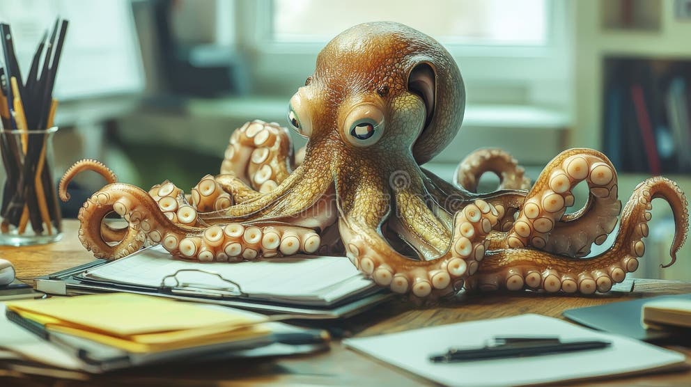 Office Octopus Managing Tasks with Efficiency Stock Illustration ...
