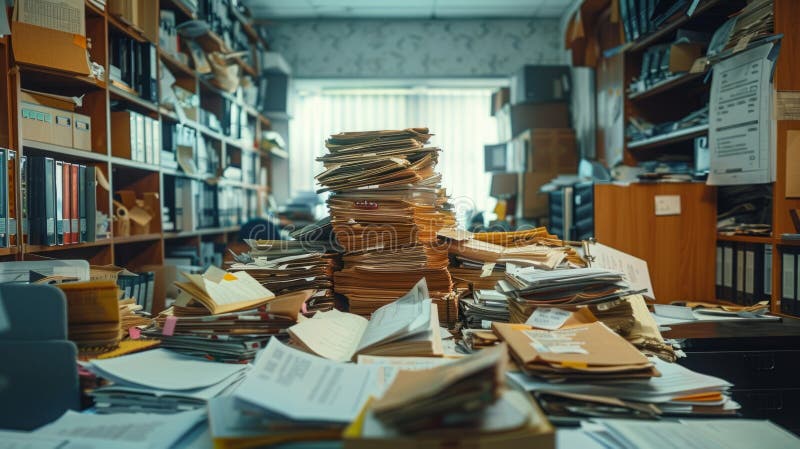 Office Organization, the Image Depicts a Cluttered Office Space ...