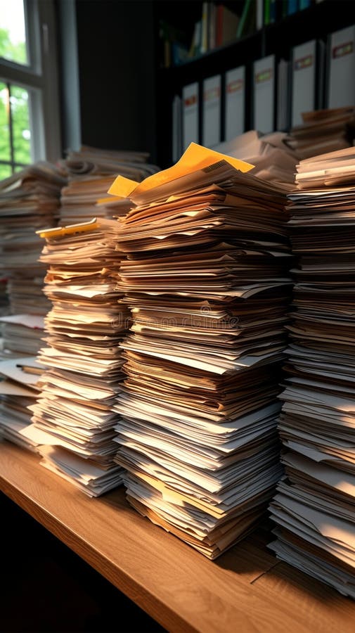 Office Organization Neat Stacks of Paper Documents, Professional ...