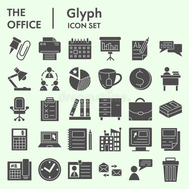 Office and Organization Solid Icon Set, Company Symbols Set Collection ...