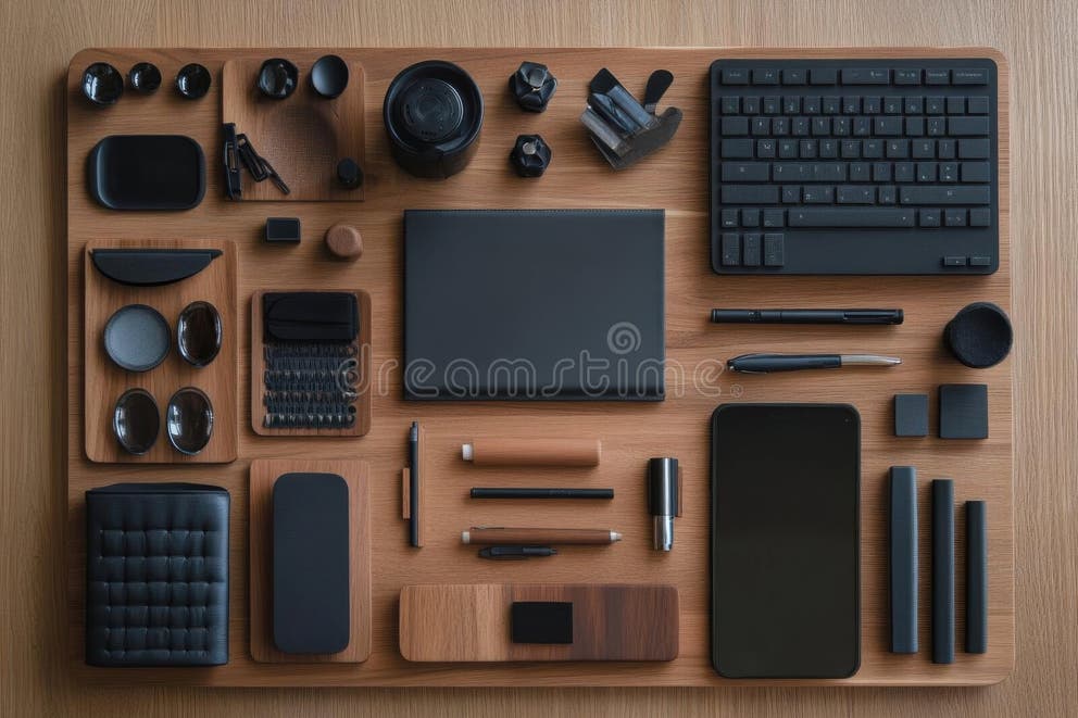 Office Organizer with Modern Work, Table of Objects, Minimalist ...