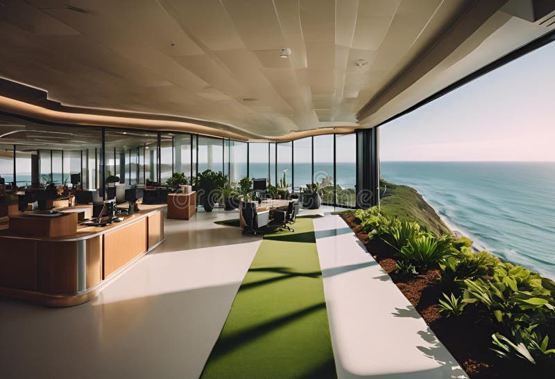 Office Overlooking the Ocean at the Resort Lobby Area with Lots of ...