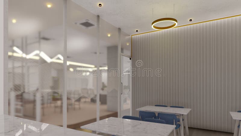 Office Pantry or Dining Area 3d Rendering Stock Illustration ...