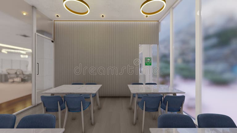 Office Pantry or Dining Area 3d Rendering Stock Illustration ...