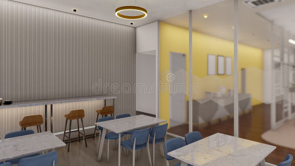 Office Pantry or Dining Area 3d Rendering Stock Photo - Image of ...