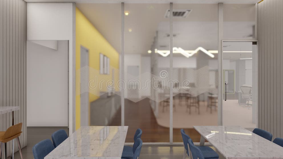 Office Pantry or Dining Area 3d Rendering Stock Illustration ...