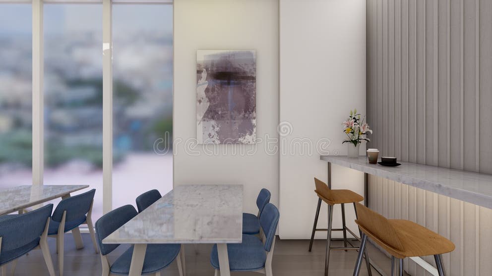 Office Pantry or Dining Area 3d Rendering Stock Illustration ...