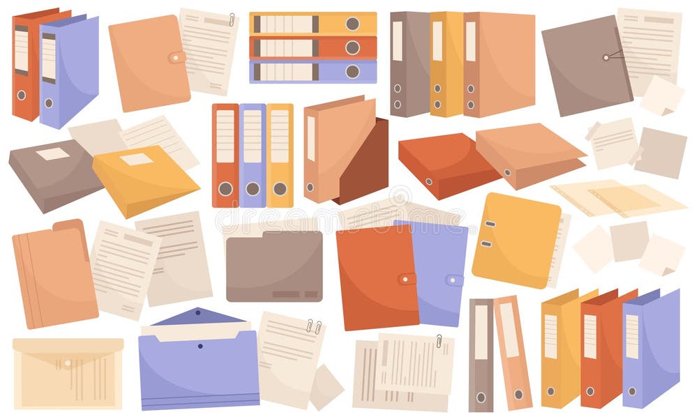 Office Paper Documents, Archives and Folders Stack, Pile Storage ...