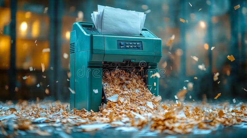 Office Paper Shredder Overflowing with Shredded Documents Stock ...