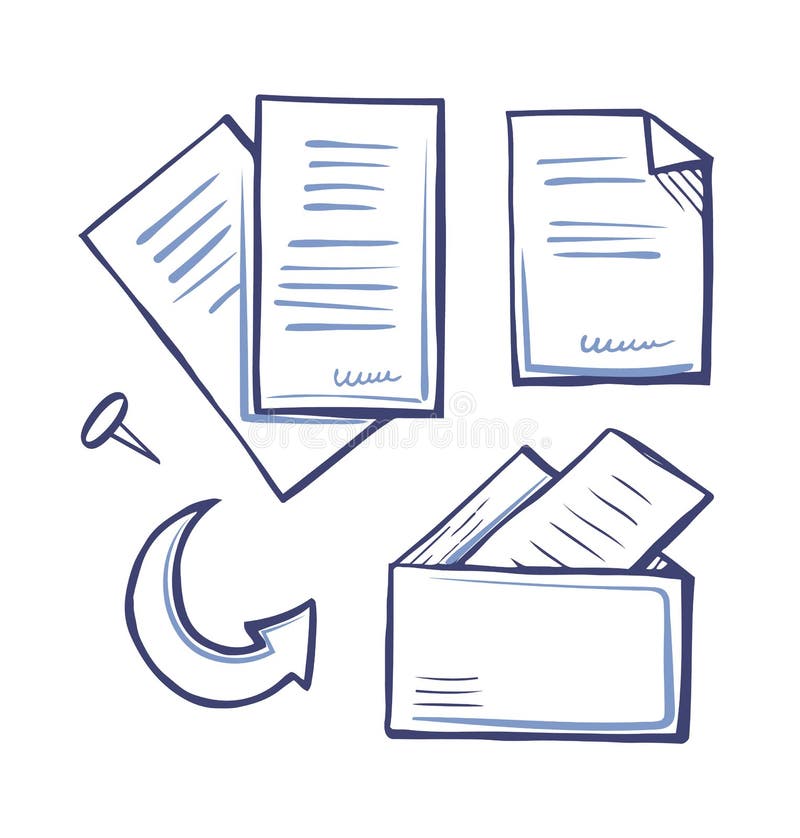 Office Papers and Documents with Pin Set Vector Stock Vector ...