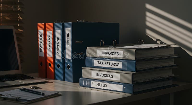 Office Paperwork and Financial Documents Stack Stock Illustration ...