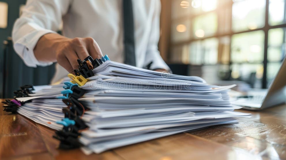 The Office Paperwork Stack. AI Generated Stock Photo - Image of ...