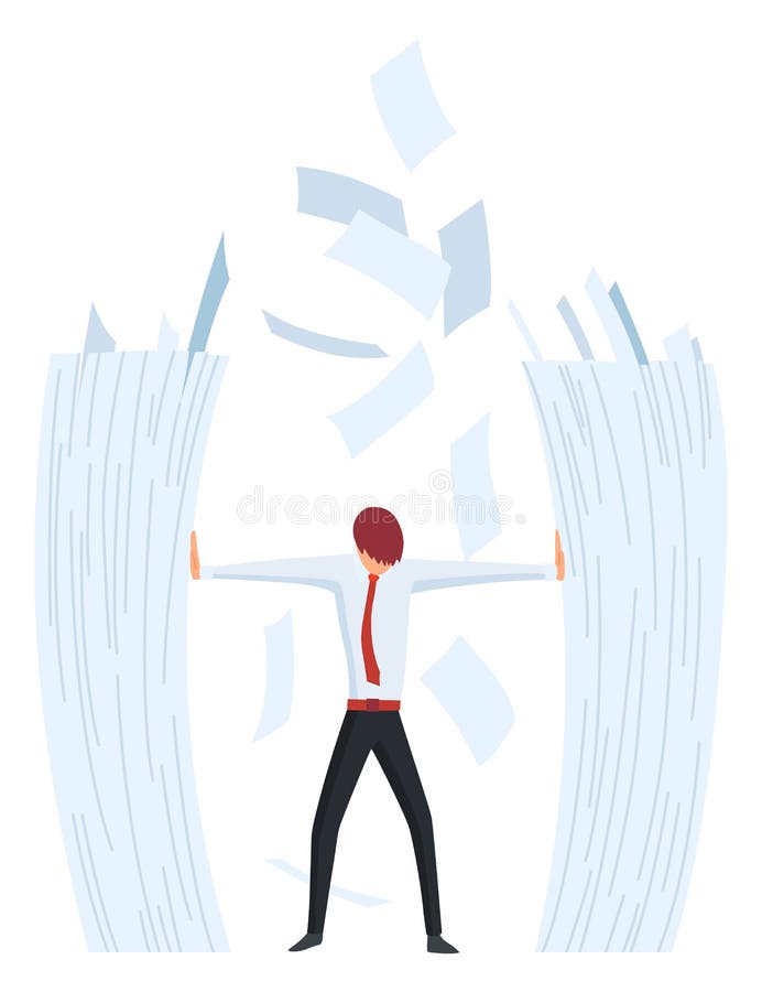 Office Paperwork. Office Worker with Stack of Documents Stock Vector ...