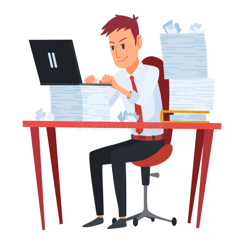 Office Paperwork. Office Worker with Stack of Documents Stock Vector ...