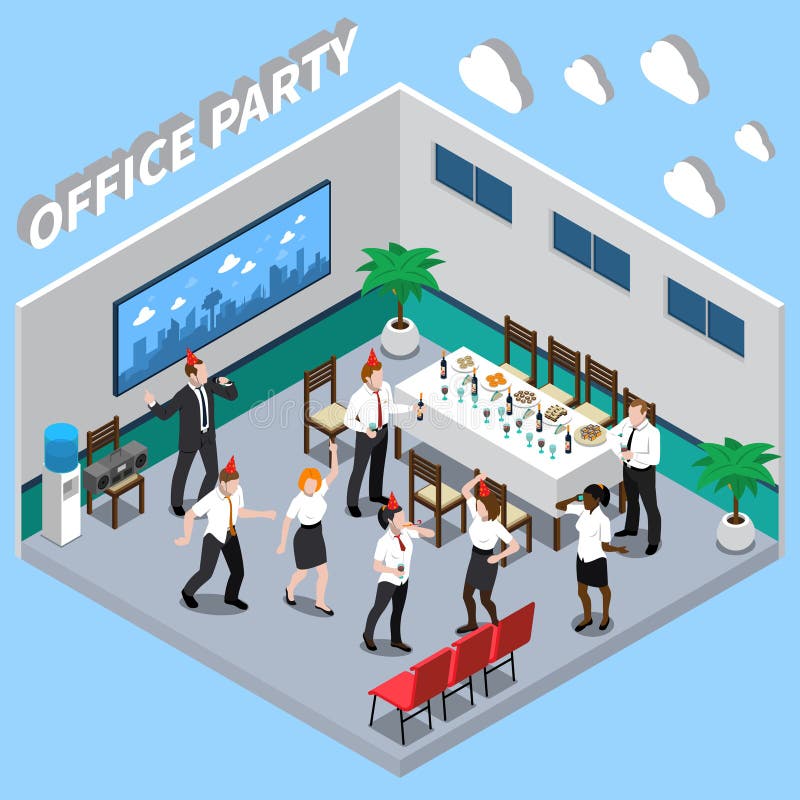 Office Party Isometric Composition Stock Vector - Illustration of ...