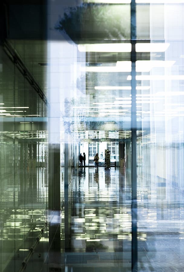 Office passage reflections stock image. Image of entrance - 9145917