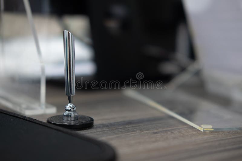 Office Pen Holder on Reception Desk Stock Photo - Image of container ...