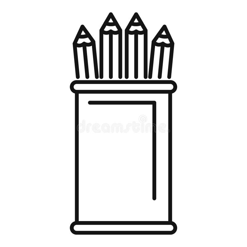 Office Pencil Holder Filled with Pencils Standing Up Stock Illustration ...