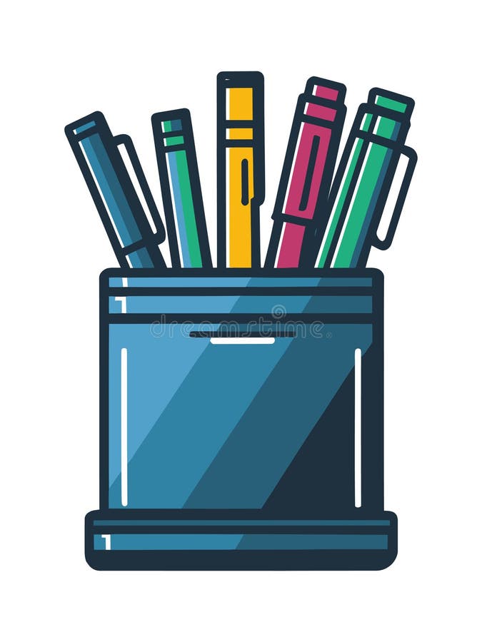 Office Pencil and Pen Holder Isolated Illustration Stock Vector ...